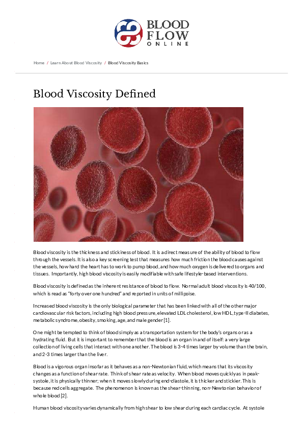 (PDF) Blood Viscosity Basics Blood Flow Online