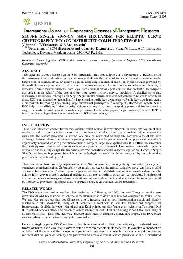 (PDF) SECURE SINGLE SIGN-ON (SSO) MECHANISM FOR ELLIPTIC CURVE ...