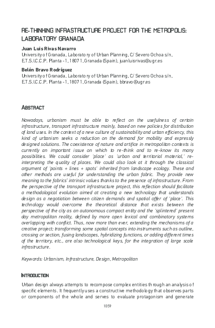 (PDF) Re-Thinking infrastructure project for the metropolis: Laboratory ...