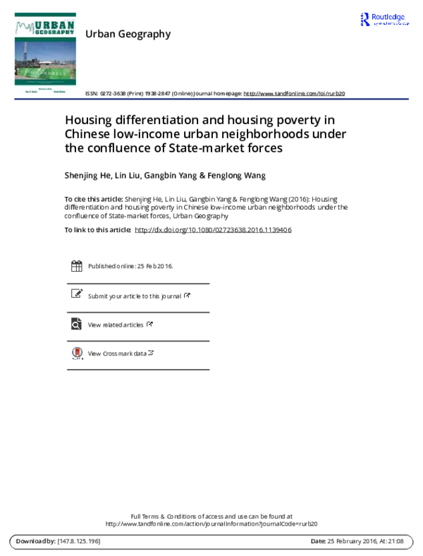 (PDF) Housing differentiation and housing poverty in Chinese low-income ...