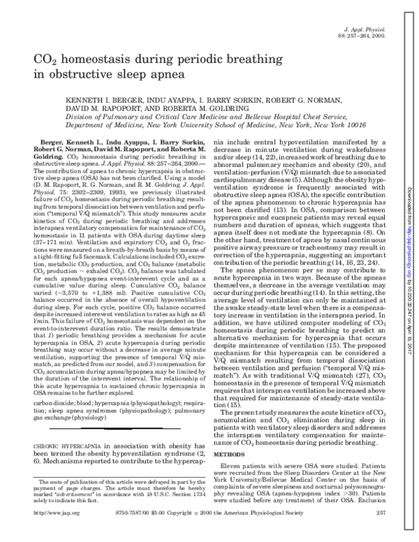 (PDF) CO2 homeostasis during periodic breathing in obstructive sleep ...