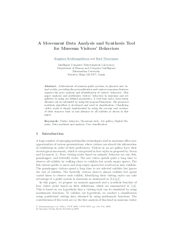 (PDF) A movement data analysis and synthesis tool for museum visitors ...