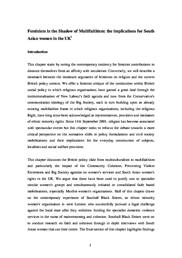 (PDF) with Pragna Patel - Feminism in the Shadow of Multifaithism: The ...
