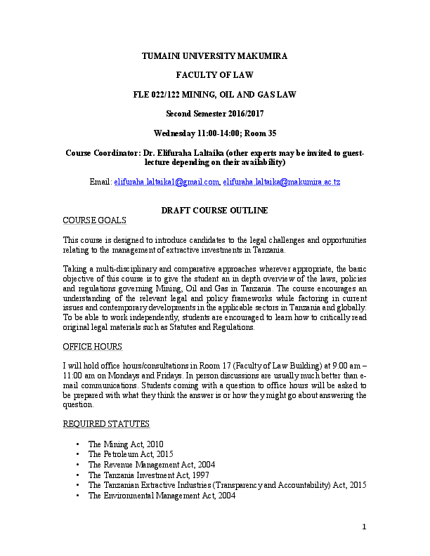 (PDF) DRAFT COURSE OUTLINE MINING OIL AND GAS LAW