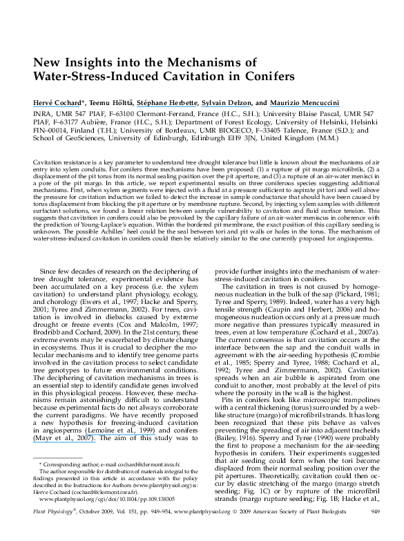 (PDF) COCHARD H, HÖLTTÄ T, HERBETTE S, DELZON S, & MENCUCCINI M, 2009 ...