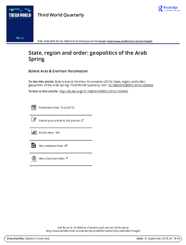 (PDF) “State, Region and Order: Geopolitics of the Arab Spring,” Third ...