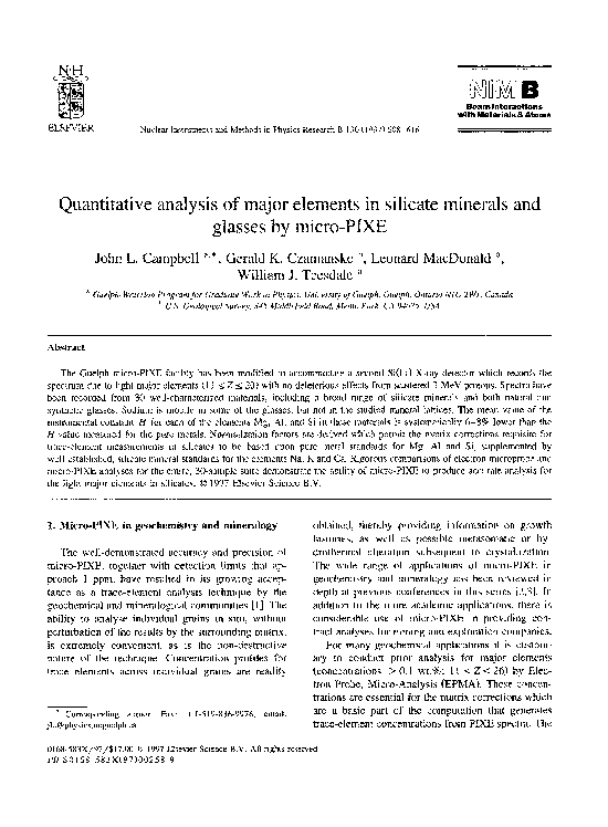 (PDF) Quantitative analysis of major elements in silicate minerals and glasses by micro-PIXE
