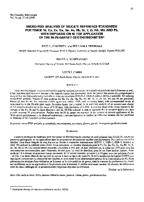 (PDF) Micro-Pixe Analysis of Silicate Reference Standards
