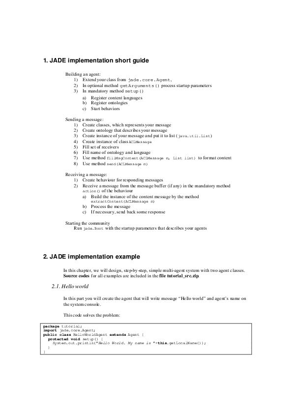 (PDF) JADE implementation short guide | Ahmed Trabelsi - Academia.edu