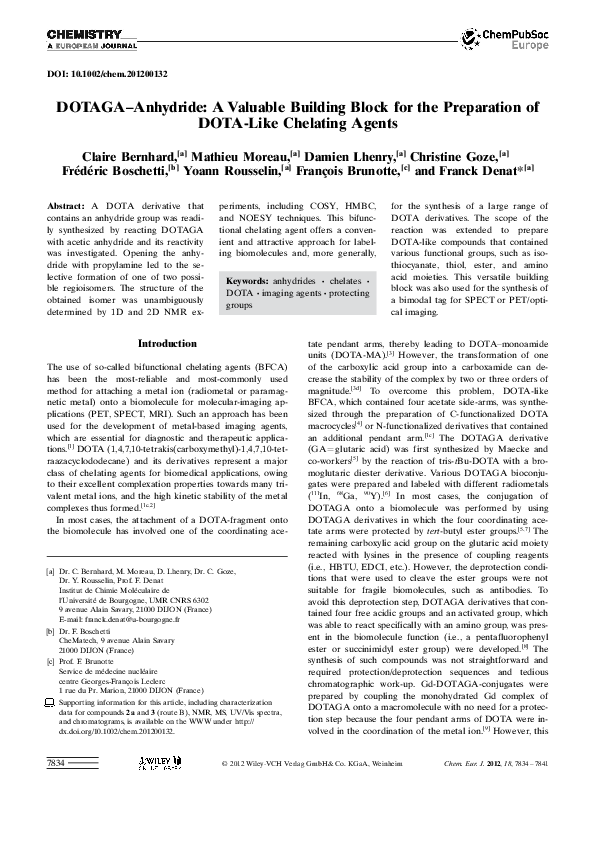 (PDF) DOTAGA-Anhydride: A Valuable Building Block for the Preparation ...