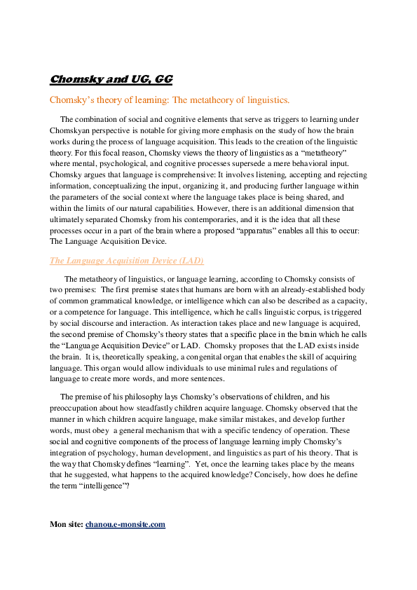 chomsky language acquisition device theory