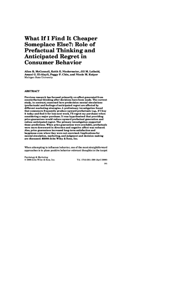 (PDF) What if I find it cheaper someplace else?: Role of prefactual ...
