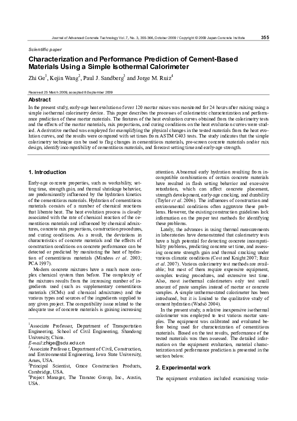 (PDF) Characterization and Performance Prediction of Cement-Based ...