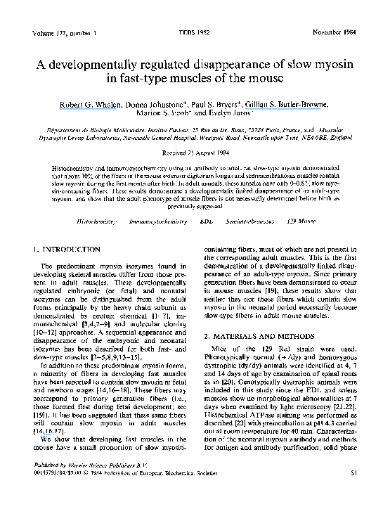 (PDF) A developmentally regulated disappearance of slow myosin in fast ...