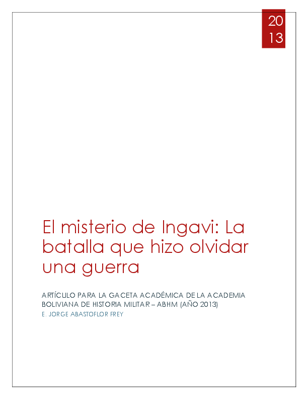 Pdf El Misterio De Ingavi La Batalla Que Hizo Olvidar Una Guerra
