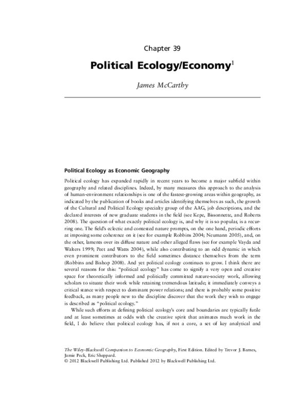 (PDF) Political Ecology/Economy