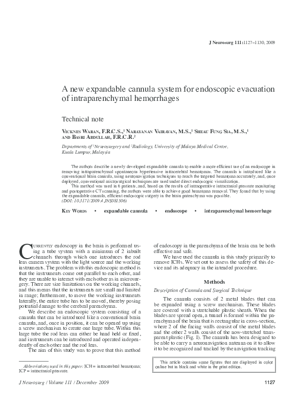 (PDF) A new expandable cannula system for endoscopic evacuation of ...