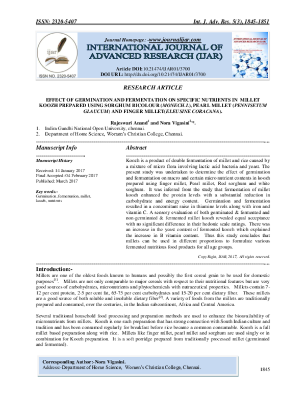 (PDF) EFFECT OF GERMINATION AND FERMENTATION ON SPECIFIC NUTRIENTS IN ...