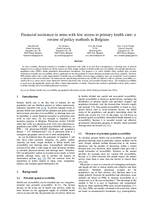 (PDF) Financial assistance in areas with low access to primary health ...