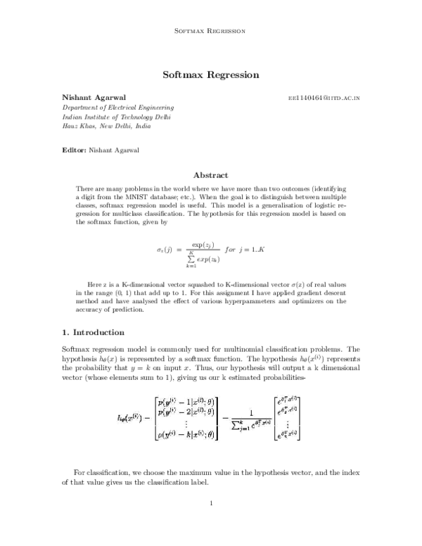 (PDF) Softmax Regression