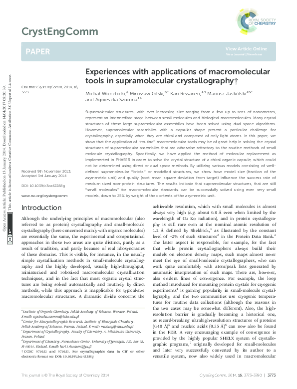 (PDF) Experiences with applications of macromolecular tools in ...