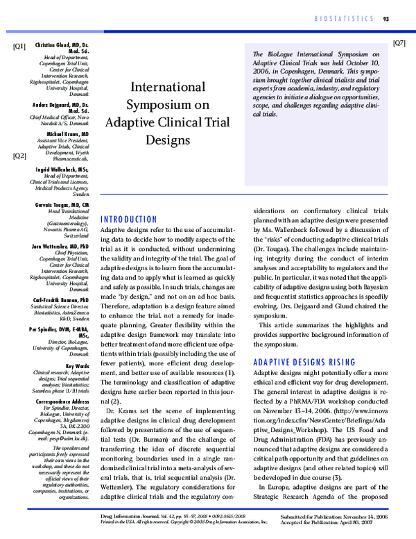 (PDF) Adaptive clinical trial designs for European marketing ...