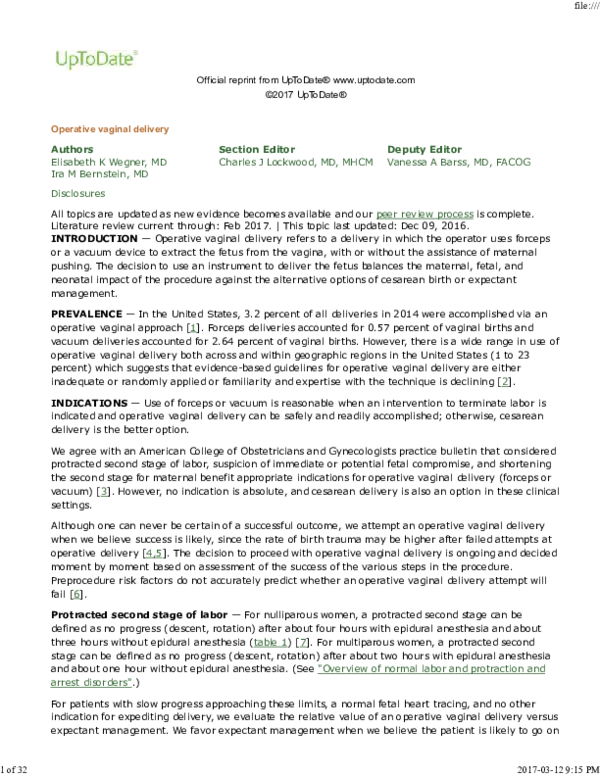 (PDF) Operative vaginal delivery