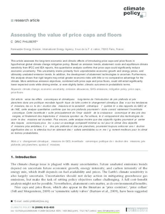 (PDF) Assessing the value of price caps and floors