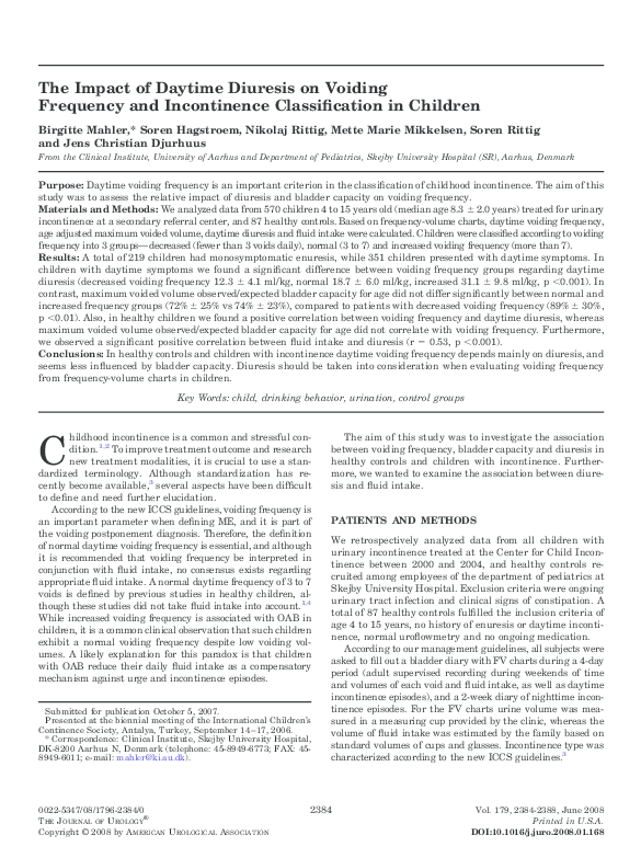 (PDF) The Impact of Daytime Diuresis on Voiding Frequency and ...