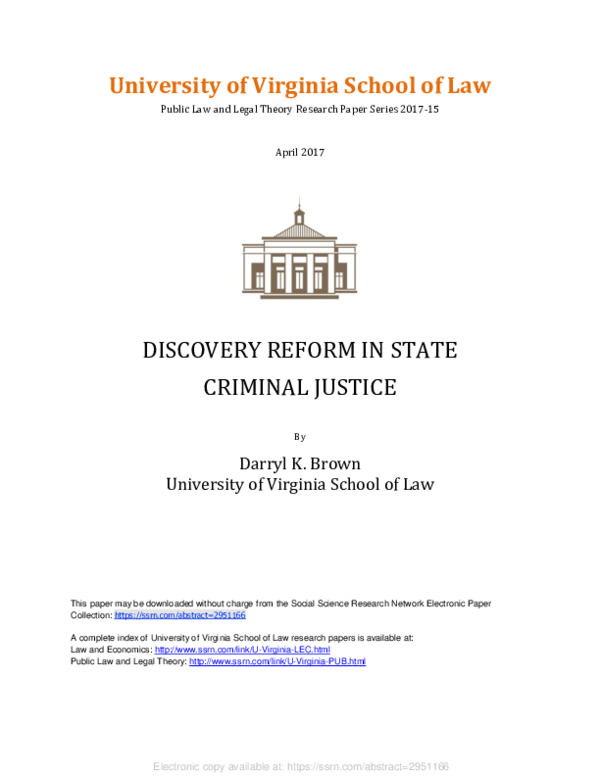 (PDF) Discovery in State Criminal Justice