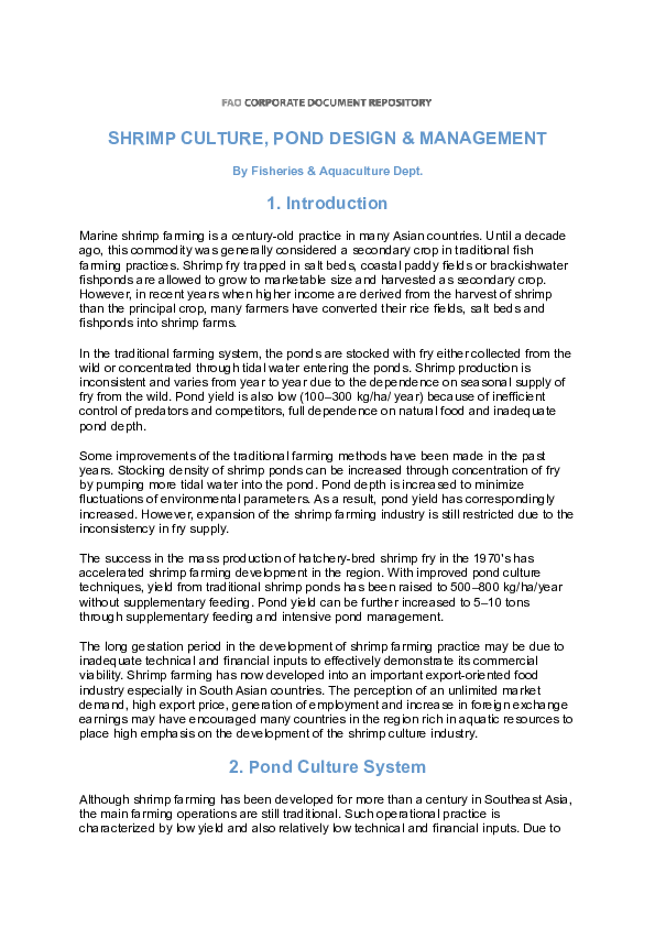 (DOC) SHRIMP CULTURE, POND DESIGN & MANAGEMENT