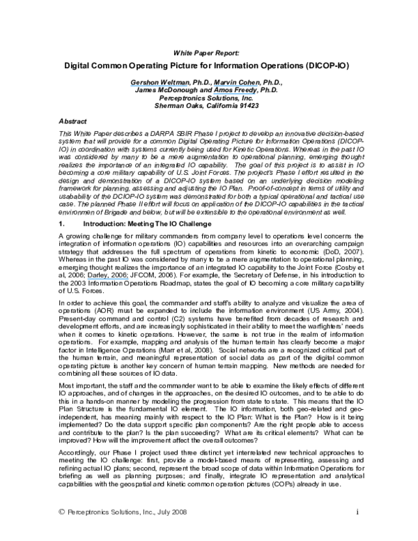 (PDF) White Paper Report: Digital Common Operating Picture for ...