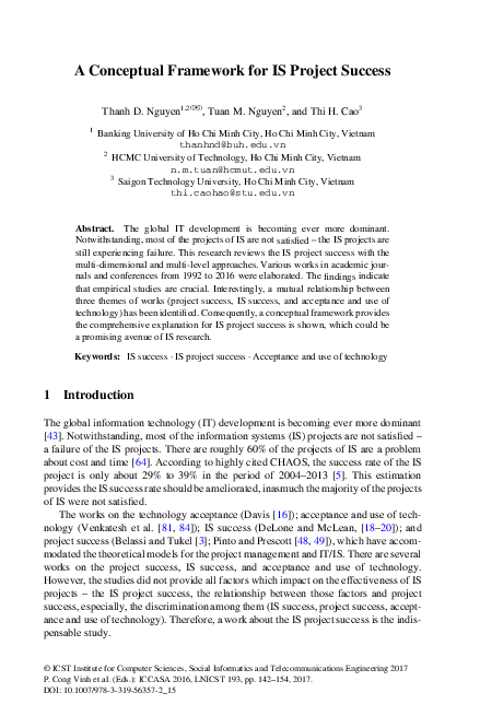 (PDF) A Conceptual Framework for IS Project Success