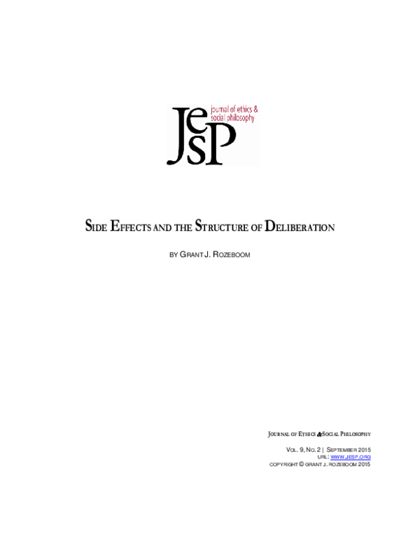 (PDF) Side Effects and the Structure of Deliberation | Grant J Rozeboom ...