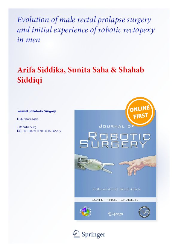 (PDF) Evolution of male rectal prolapse surgery and initial experience ...