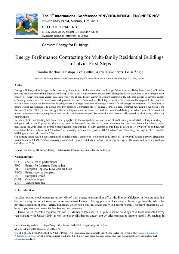 (PDF) Energy Performance Contracting for Multi-family Residential ...