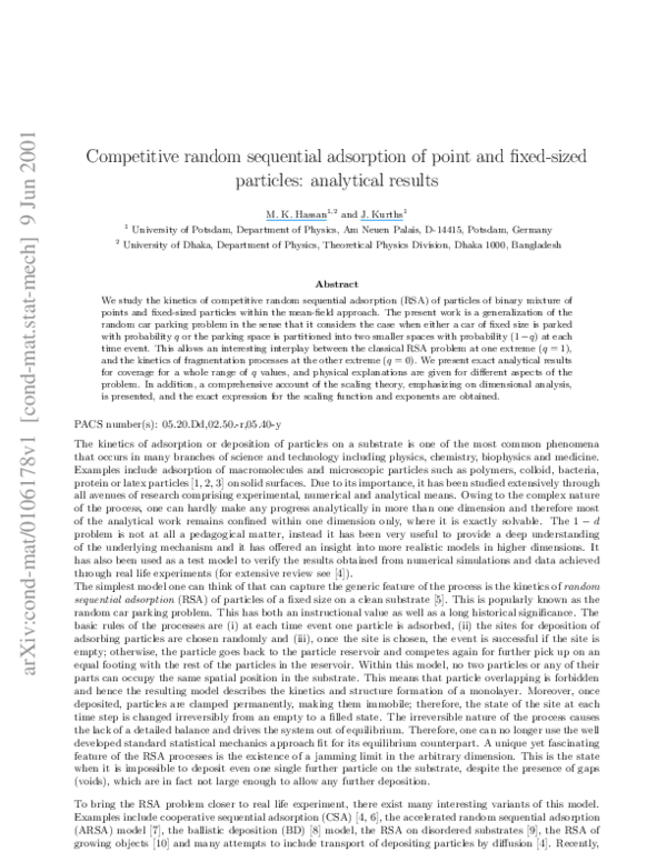 (PDF) Competitive random sequential adsorption of point and fixed-sized particles: analytical ...