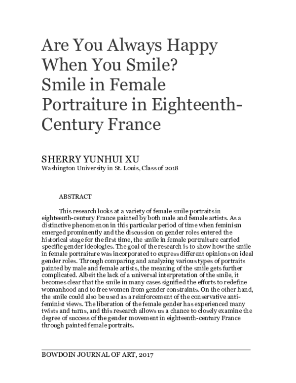 (PDF) Are You Always Happy When You Smile? Smile in Female Portraiture ...