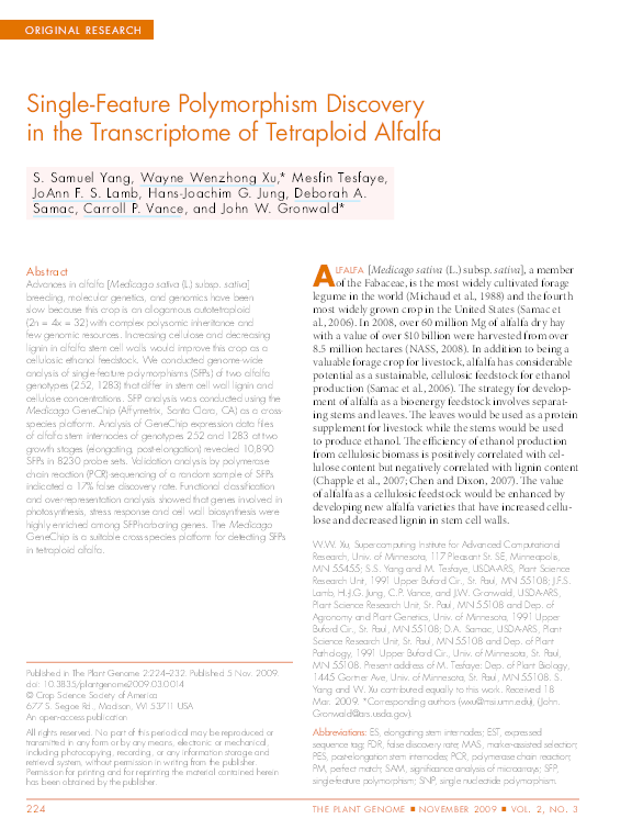 (PDF) Single-Feature Polymorphism Discovery in the Transcriptome of Tetraploid Alfalfa