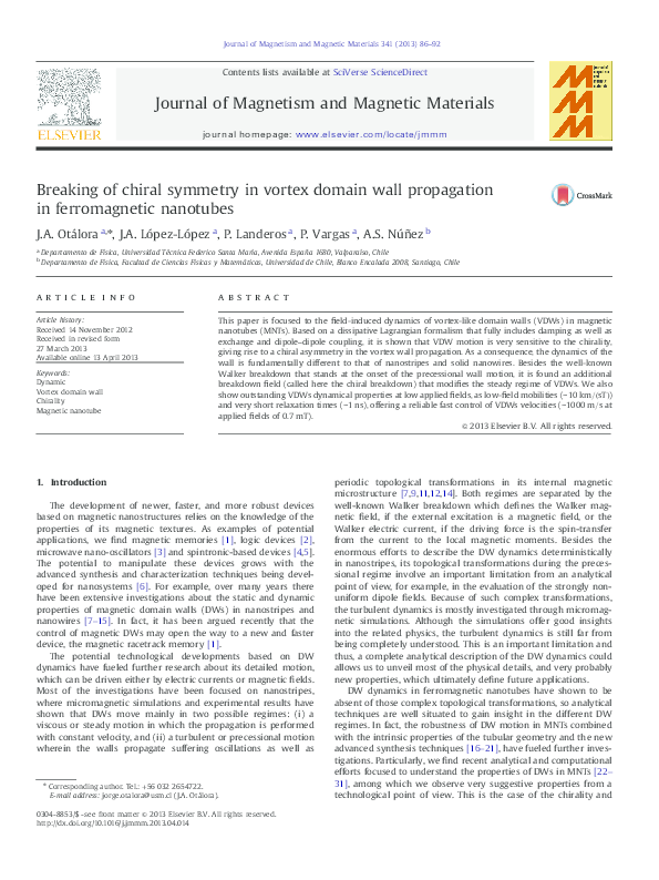 (PDF) Chiral Symmetry in Vortex Domain Walls