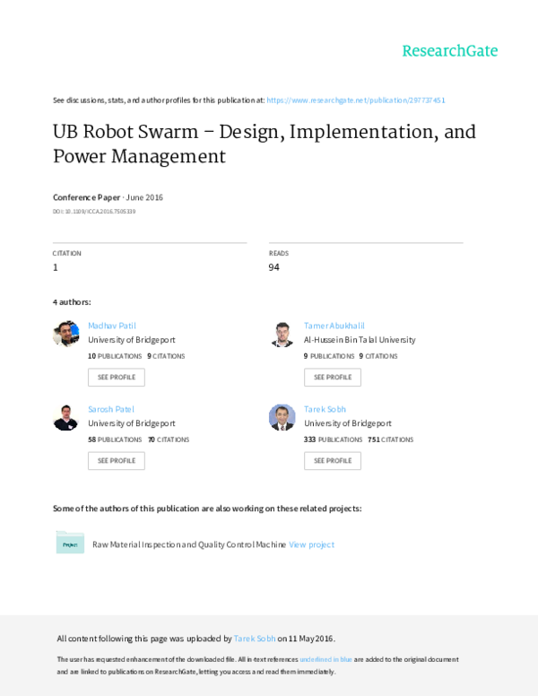(PDF) UB Robot Swarm – Design, Implementation, and Power Management