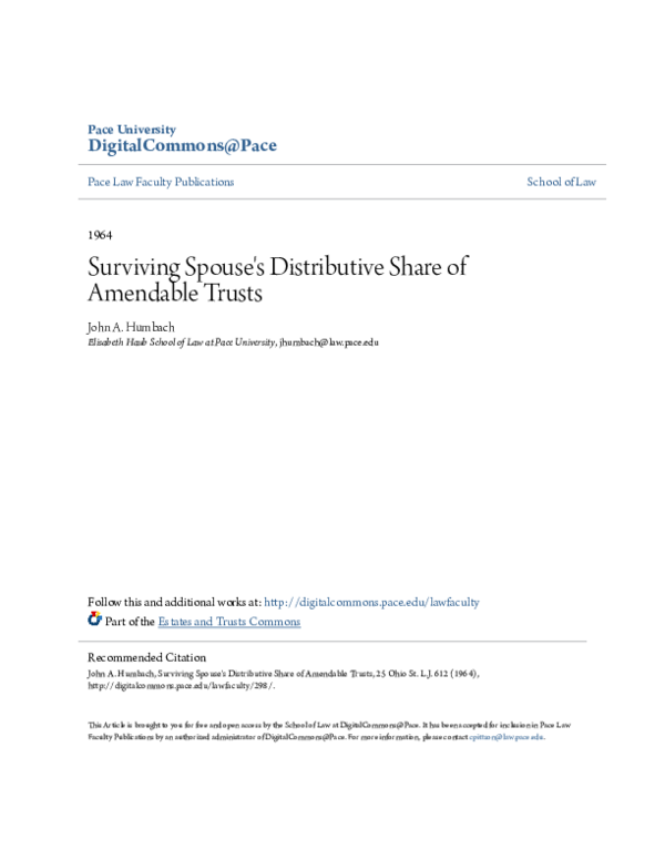 (PDF) Surviving Spouse's Distributive Share of Amendable Trusts