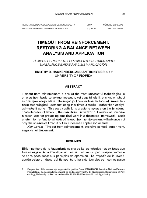 Pdf Timeout From Reinforcement Restoring A Balance Between Analysis And Application