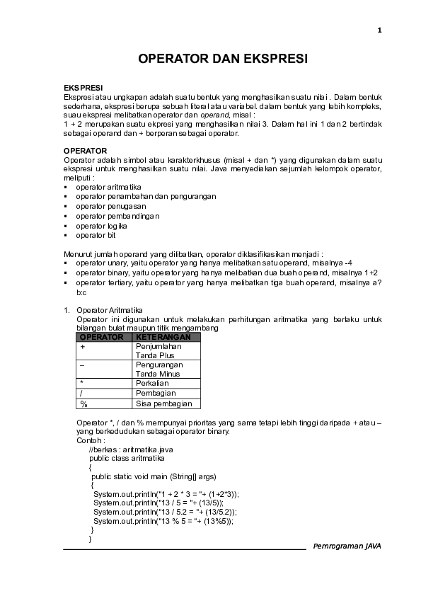 (DOC) OPERATOR DAN EKSPRESI