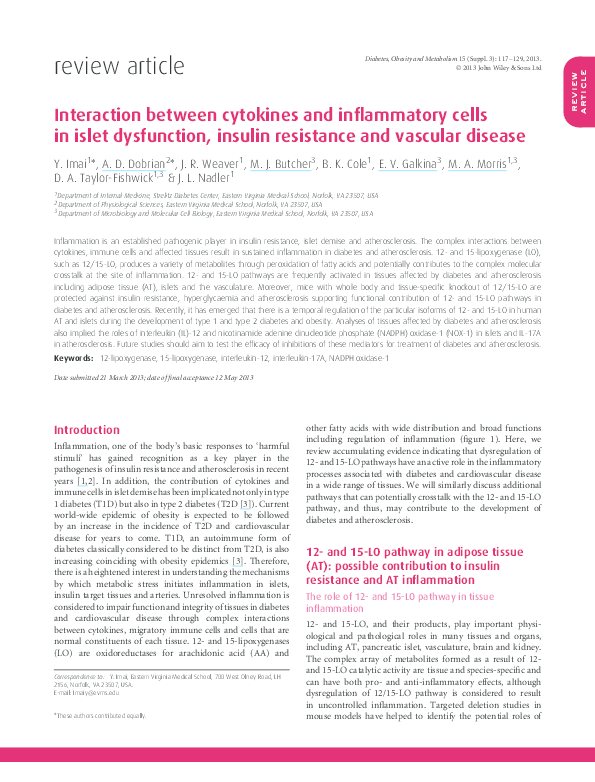 (PDF) Interaction between cytokines and inflammatory cells in islet ...