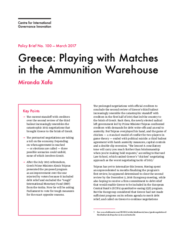 (PDF) CIGI Policy Brief: Playing with Matches in the Ammunition Warehouse