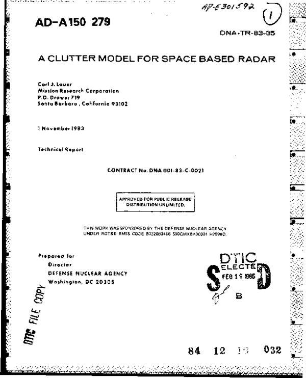 Pdf A Clutter Model For Space Based Radar