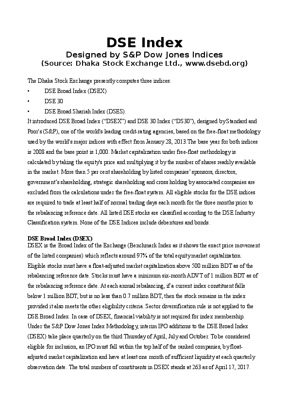 (DOC) Dhaka Stock Exchange Index
