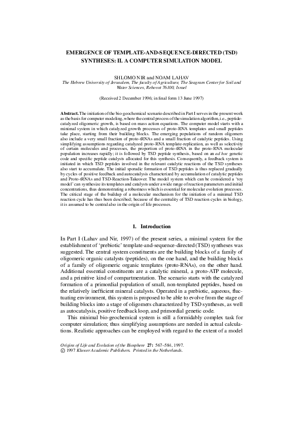 (PDF) Emergence of template-and-sequence-directed (TSD) syntheses: I. A ...