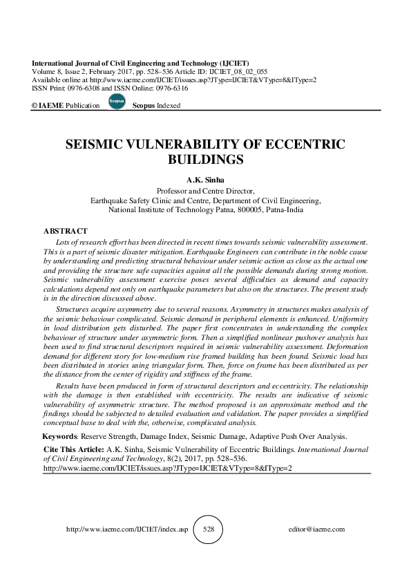 (PDF) SEISMIC VULNERABILITY OF ECCENTRIC BUILDINGS
